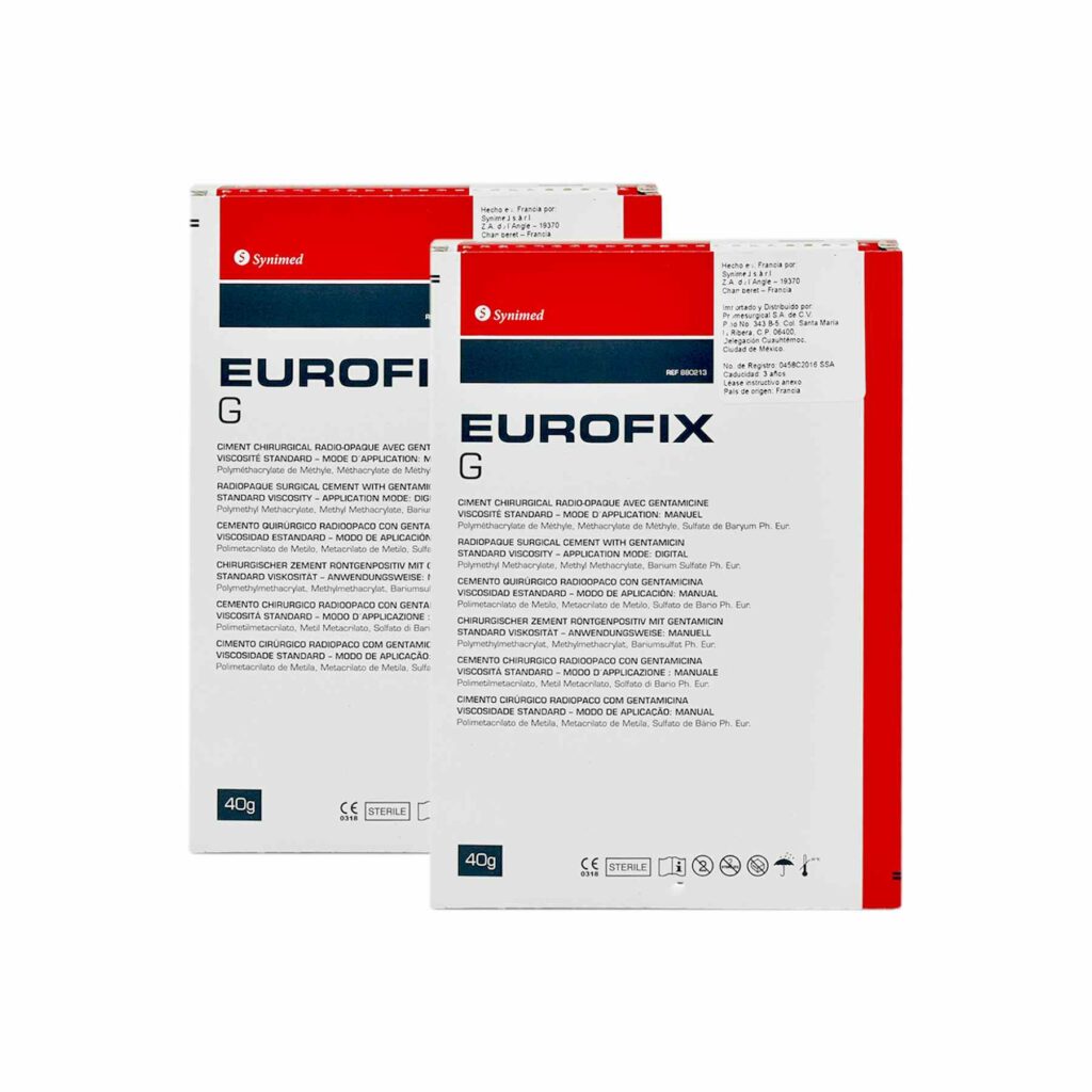 CEMENTO EUROFIX CON GENTAMICINA DE 40 GRAMOS - Travma medical