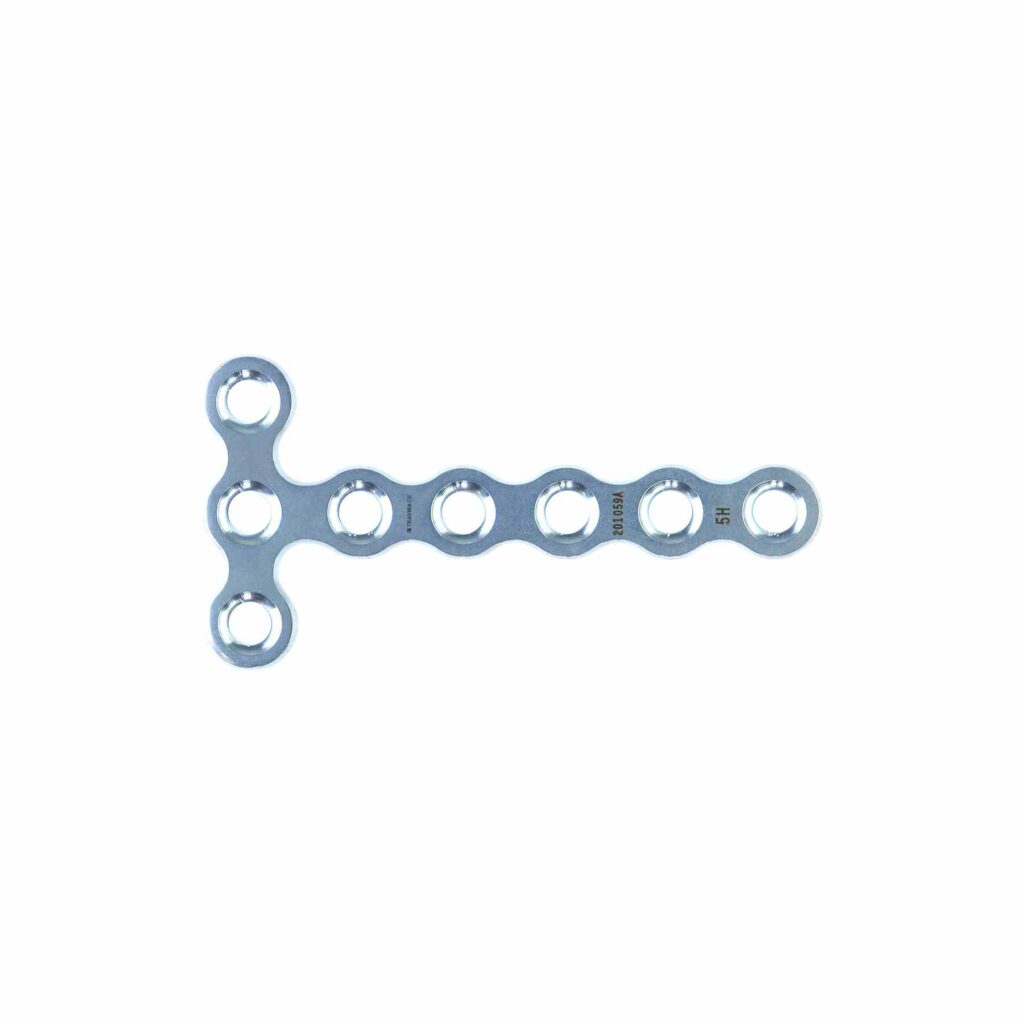 MINI PLACA EN "T" 2.0 MM LCP TITANIO - Travma medical